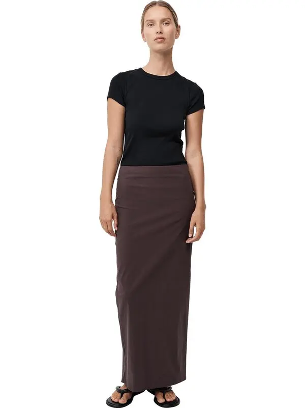 ST AGNI Minimal Column Skirt - Chocolate Plum