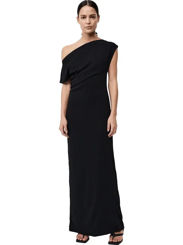 ST. AGNI Asymmetric Off Shoulder Maxi Dress - Black