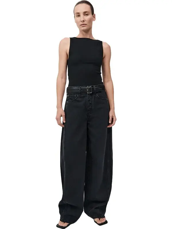 ST AGNI Mid Rise Balloon Jeans - Washed Black