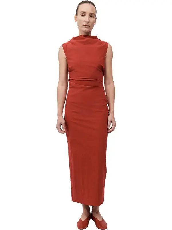 ST AGNI Sculptural Maxi Dress - Rosso