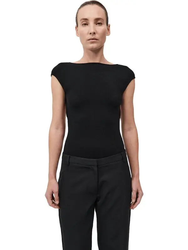 ST AGNI Sculpted Ballet Knit Top - Black