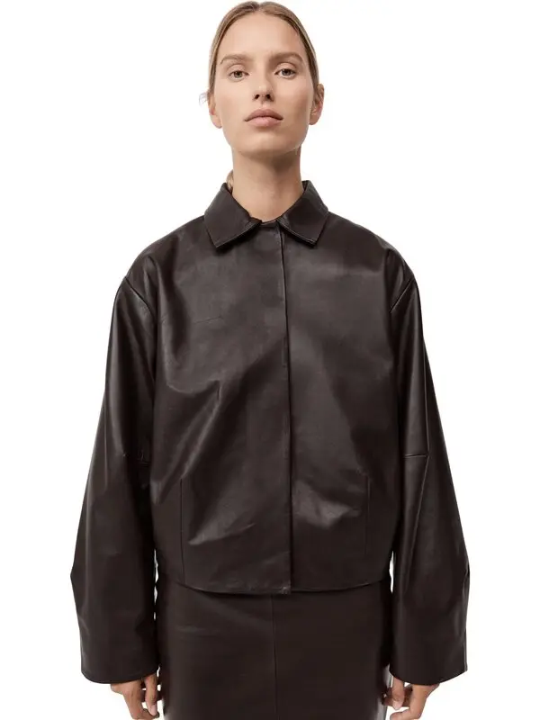 ST AGNI Cocoon Leather Jacket - Chocolate