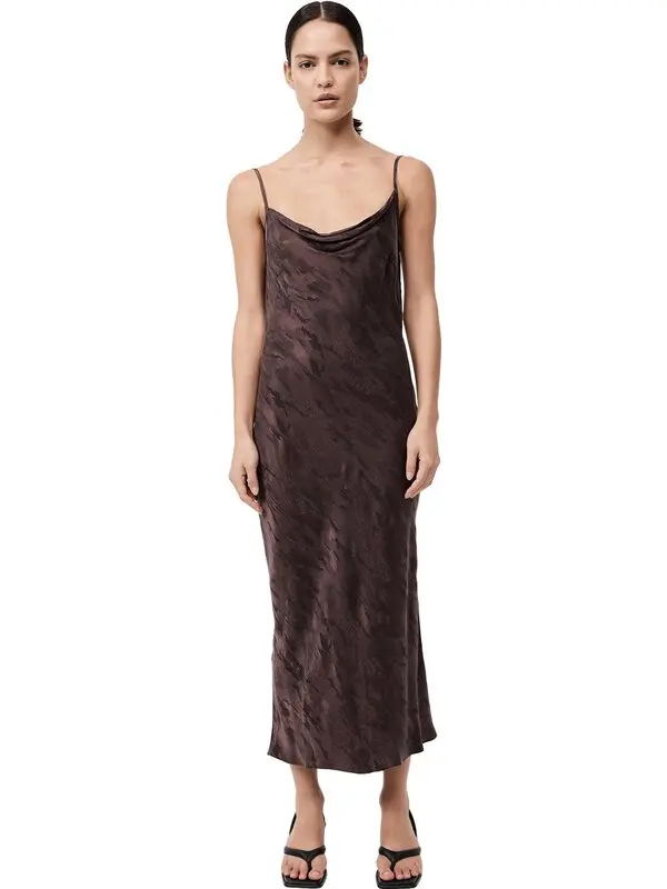 ST. AGNI Bias Slip Midi Dress - Chocolate Plum