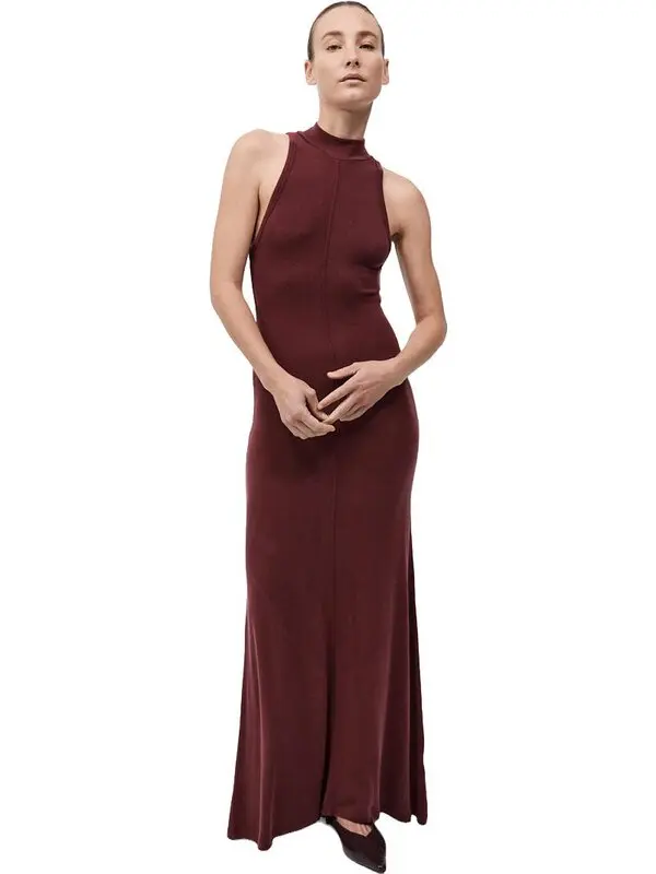 ST AGNI Racer Back Jersey Maxi Dress - Currant