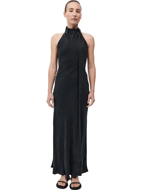 ST AGNI Bias Scarf Maxi Dress - Black