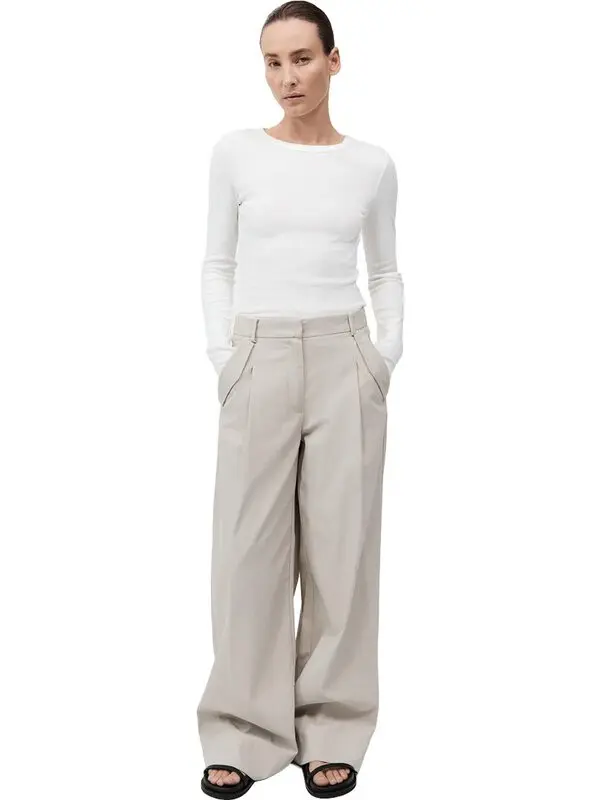 ST AGNI Utility Pleated Trousers - Creme