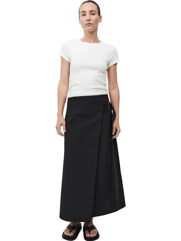 ST AGNI Utility Wrap Maxi Skirt - Black