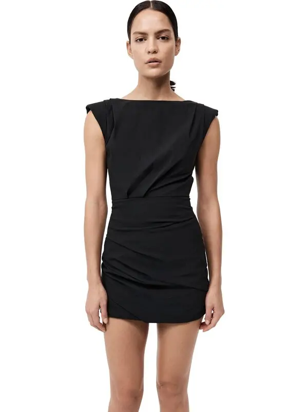 ST. AGNI Bateau Tuck Mini Dress - Black