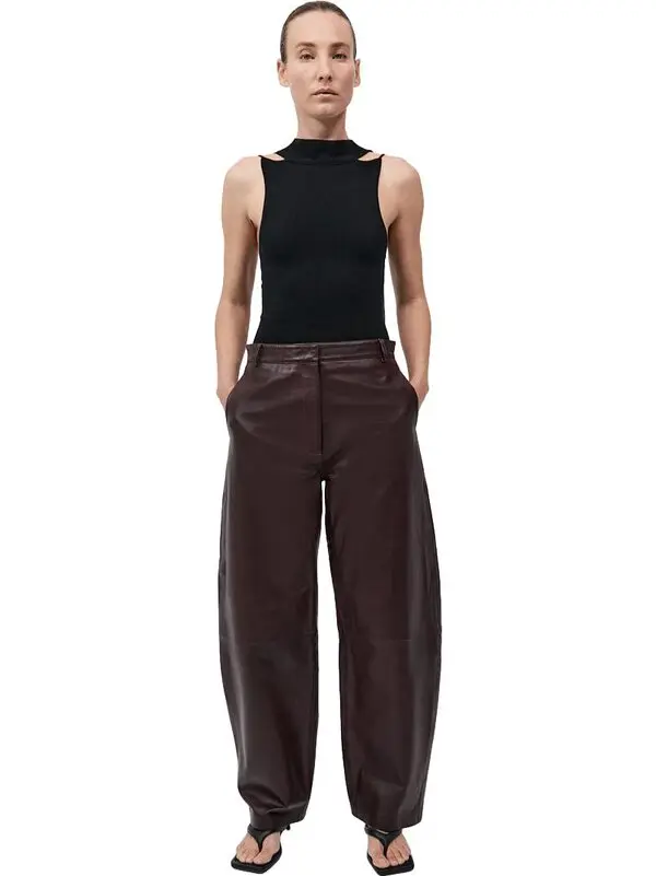 ST AGNI Leather Balloon Trousers - Bordeaux