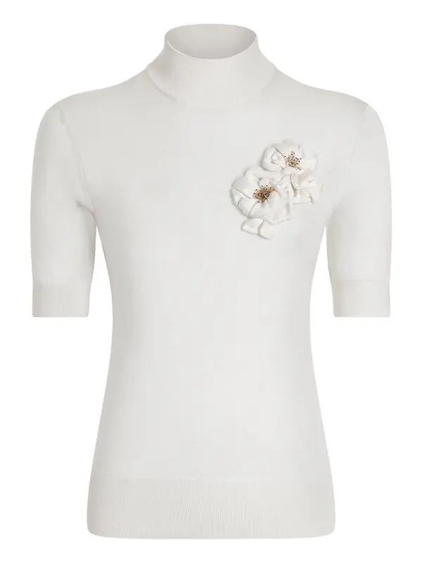 Dolce & Gabbana Silk Pullover With Flower Brooch - White