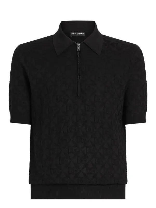 Dolce & Gabbana Silk Polo Shirt With Logo - Black