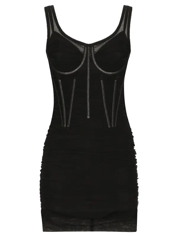Dolce & Gabbana Short Tulle Dress With Corset - Black