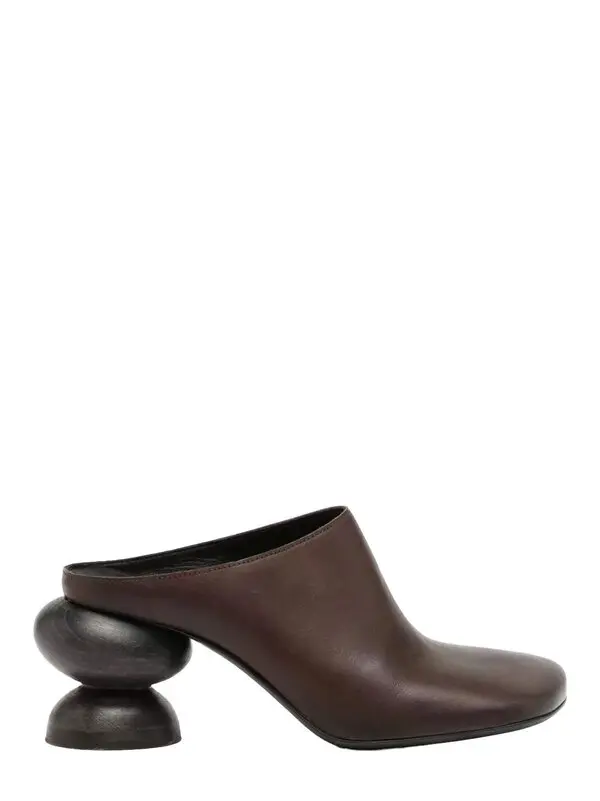 UMA WANG 75mm Stone Mules - Brown