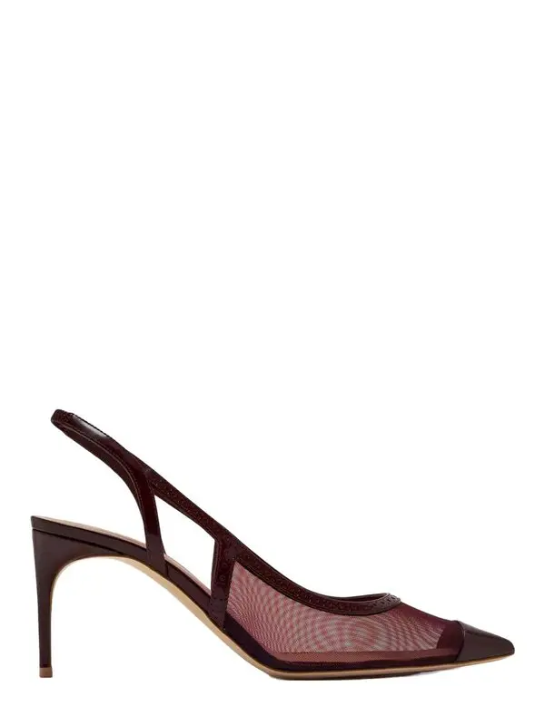 MALONE SOULIERS Mesh Panelled Slingback Pumps - Red