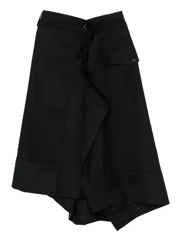 Noir Kei Ninomiya Extended Waistband Asymmetric Hem Skirt - Black
