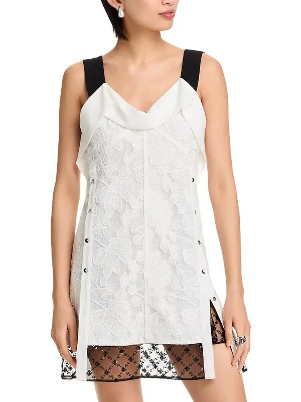 3.1 Phillip Lim Corded Lace Organza Mini Dress - White/black