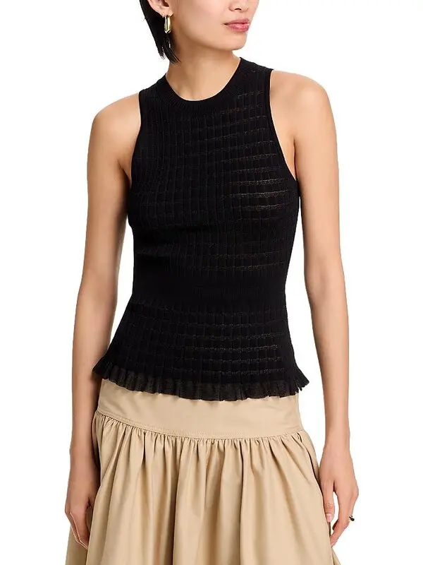 3.1 Phillip Lim Ruffled Hem Tank Top - Black