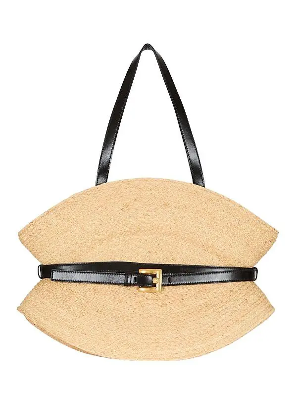 Balmain Shuffle Medium Raffia Bag - Brown