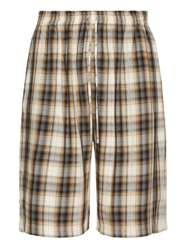 Acne Studios Ressa Optic Check Flannel Shorts - Beige & Black