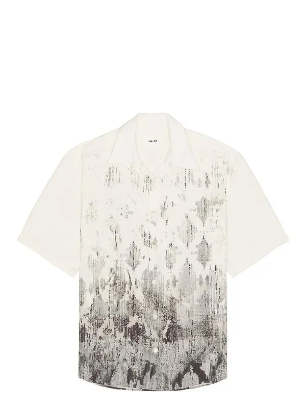 Nn07 Quinsy Short Sleeve Shirt 5971 In White - Black Print