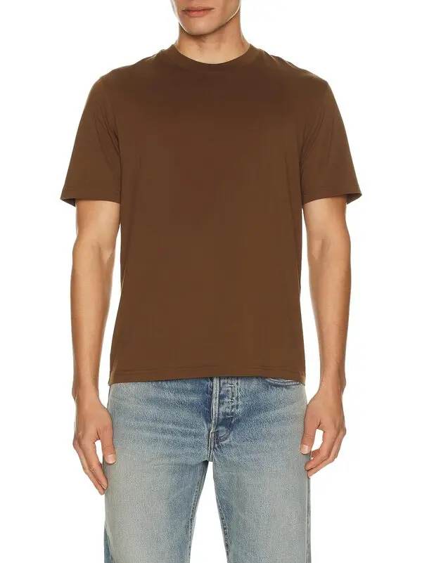 FRAME Light Cotton Tee In Brown - Caramel