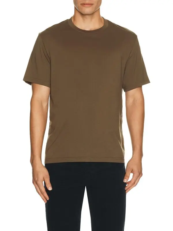FRAME Short Sleeve Light Cotton Tee In Green - Deep Olive