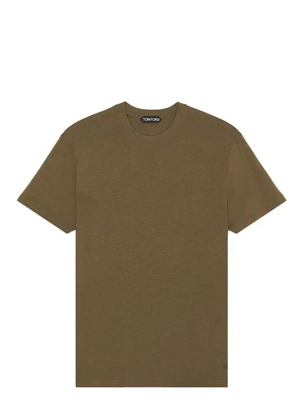 TOM FORD Crew Neck Tee In Olive - Dark Military