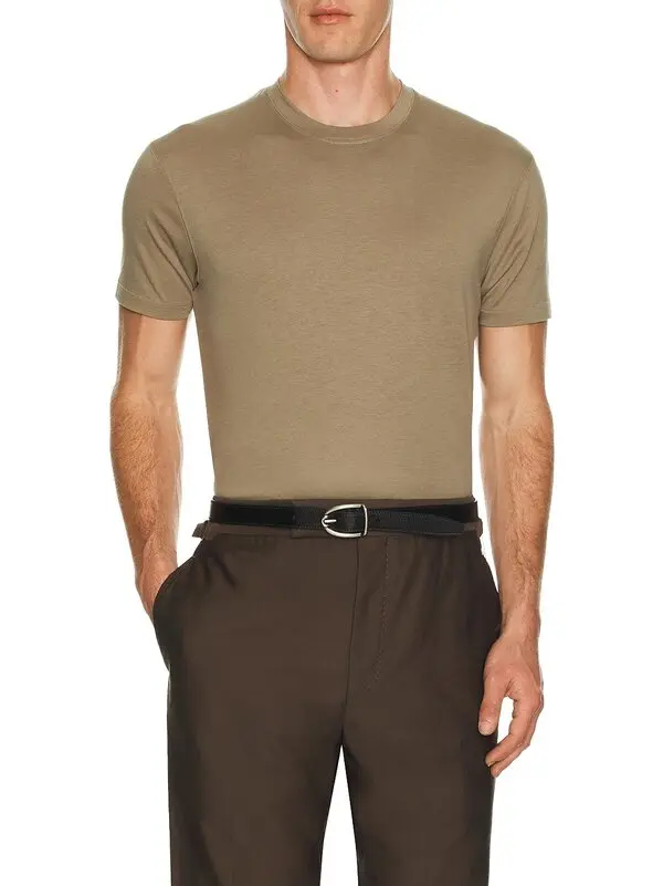 TOM FORD Crew Neck Tee In Olive - Olive Green