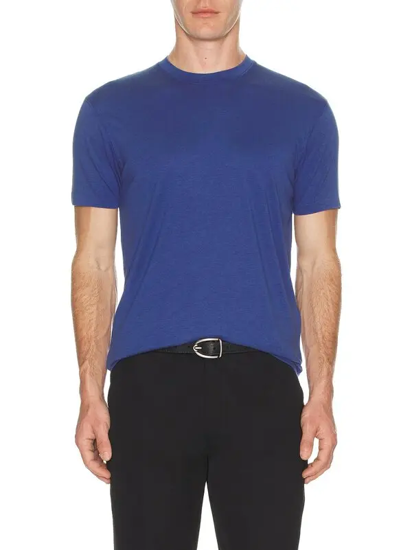 TOM FORD Crew Neck Tee In Olive - Prussian Blue