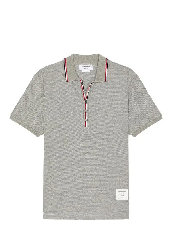 Thom Browne Short Sleeve Rib Polo In Grey - Light Grey