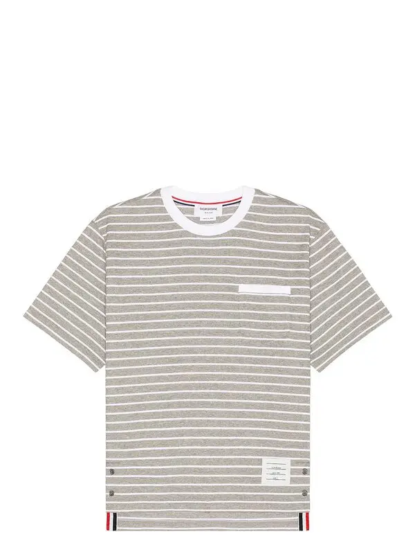 Thom Browne Short Sleeve Pocket Tee In Grey - Medium Grey