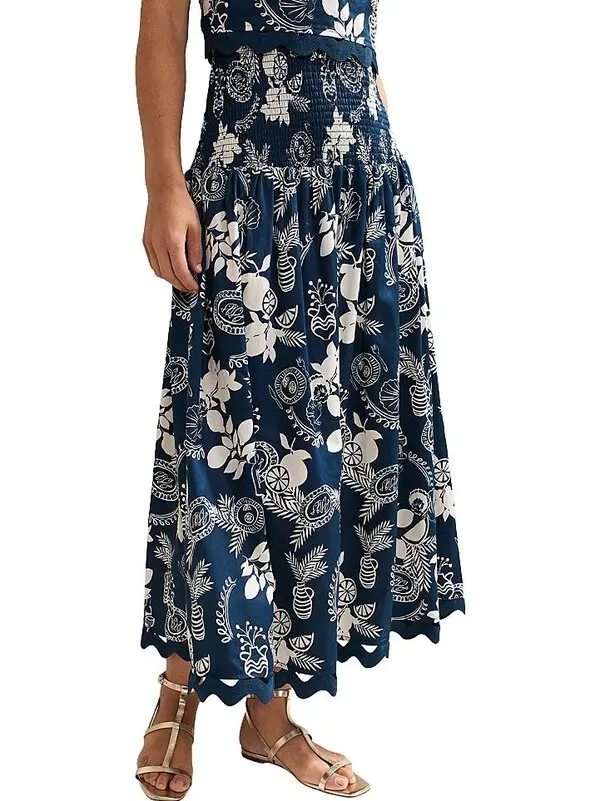 PHASE EIGHT Evalina Printed Cotton Skirt - Blue