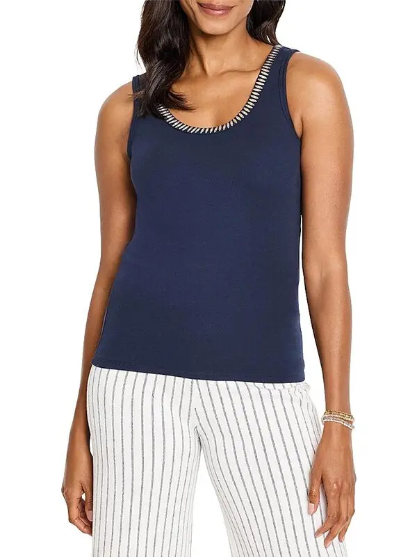 NIC+ZOE Shimmer Trimmed Tank Top - Dark Indigo