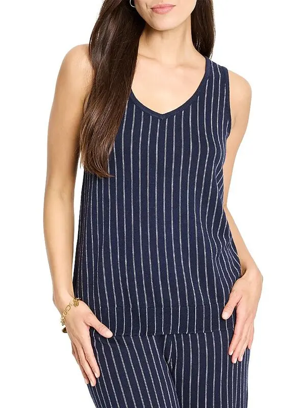 NIC+ZOE Destination Stripe Knit Tank Top - Indigo Multi