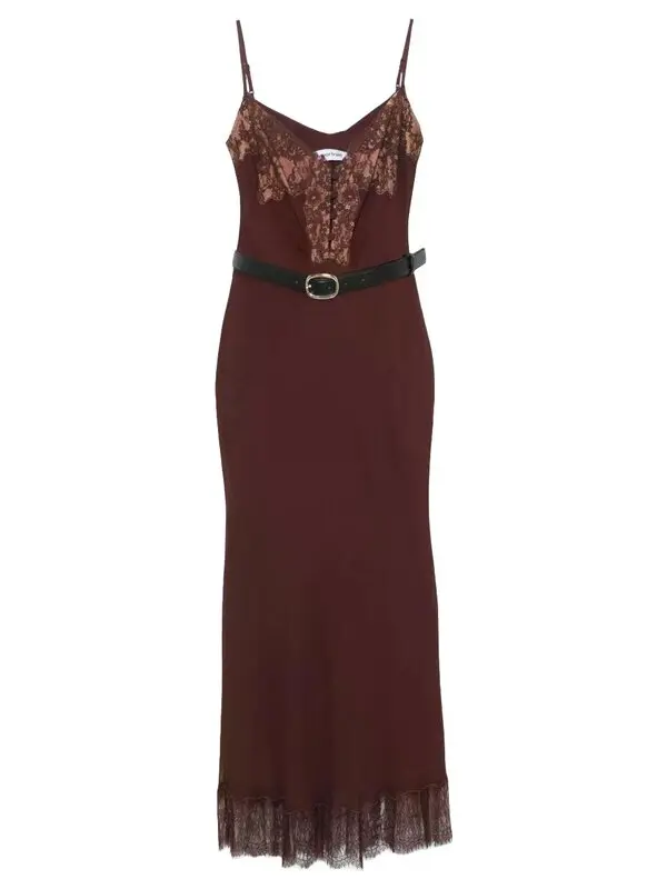 SELF-PORTRAIT Lace-embellished Dress - Brown