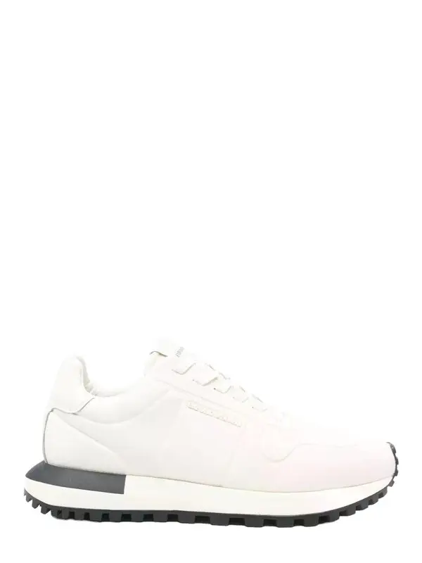 Emporio Armani Leather Sneakers - Neutrals