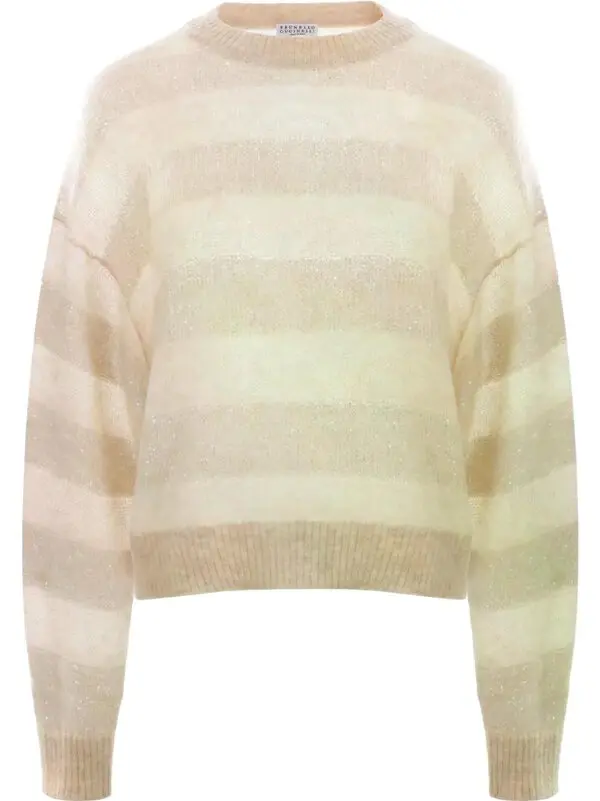 Brunello Cucinelli Striped Sequin-embellished Jumper - Neutrals