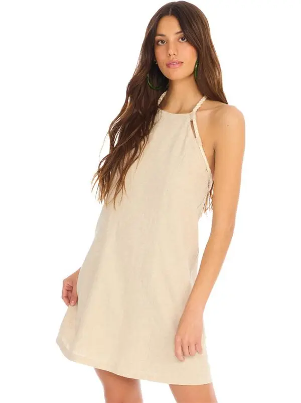 Allison Benton Halterneck A-line Mini Dress - Neutral