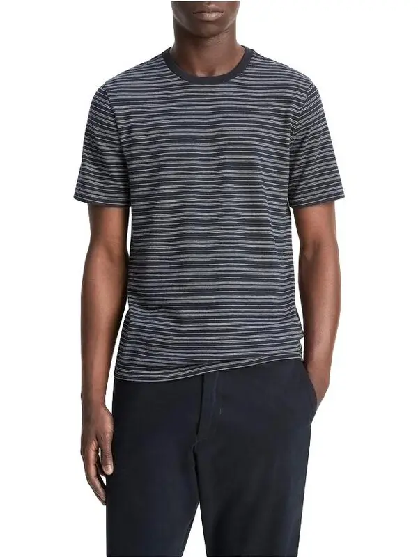 Vince Striped Cotton T-shirt - Blue