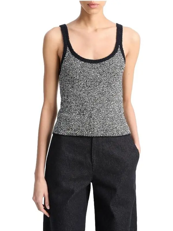 Vince Textured Micro- Italian Cotton-blend Sweater Tank - Blue