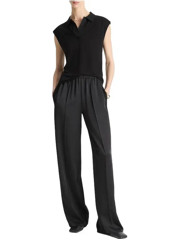 Vince Side-strap Crepe Pull-on Pant - Black