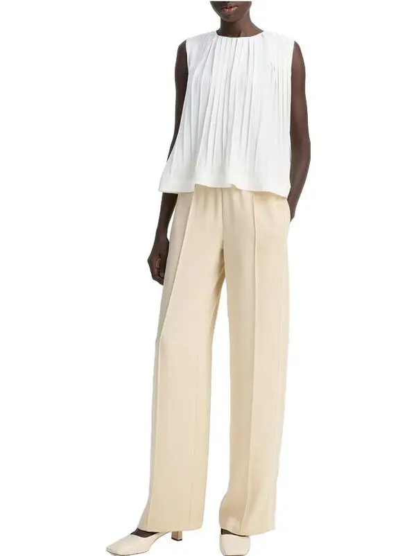 Vince Side-strap Crepe Pull-on Pant - Natural