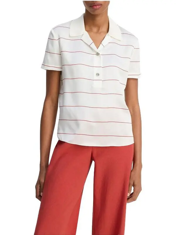 Vince Striped Silk Polo Shirt - Stripe