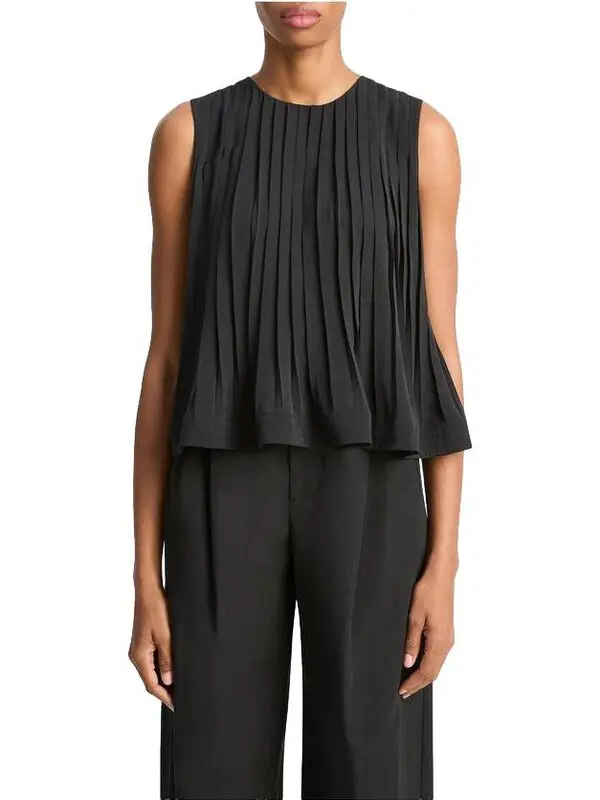 Vince Pleated A-line Top - Black