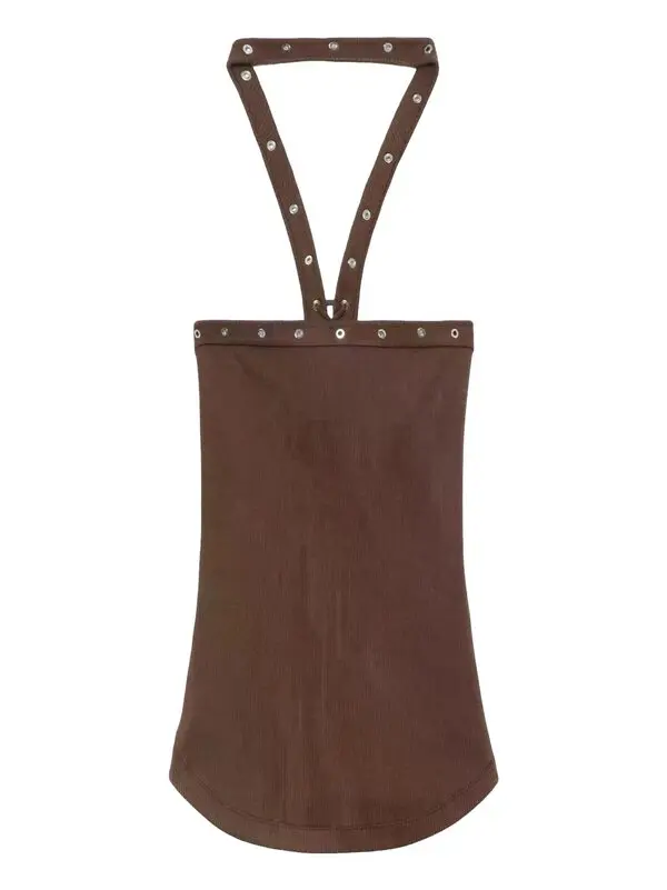 Attico Eyelet-detail Cotton Tank Top - Brown