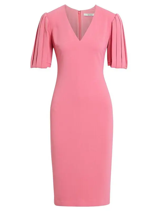 Badgley Mischka Pleated Crepe Knee-length Dress - Pink