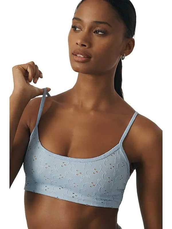 Strut This Cher Ribbed Scoop-neck Sports Bra - Baby Blue
