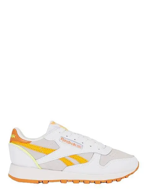 REEBOK Classic Leather Sneaker - White  Sunbaked Clay & Electric Amber