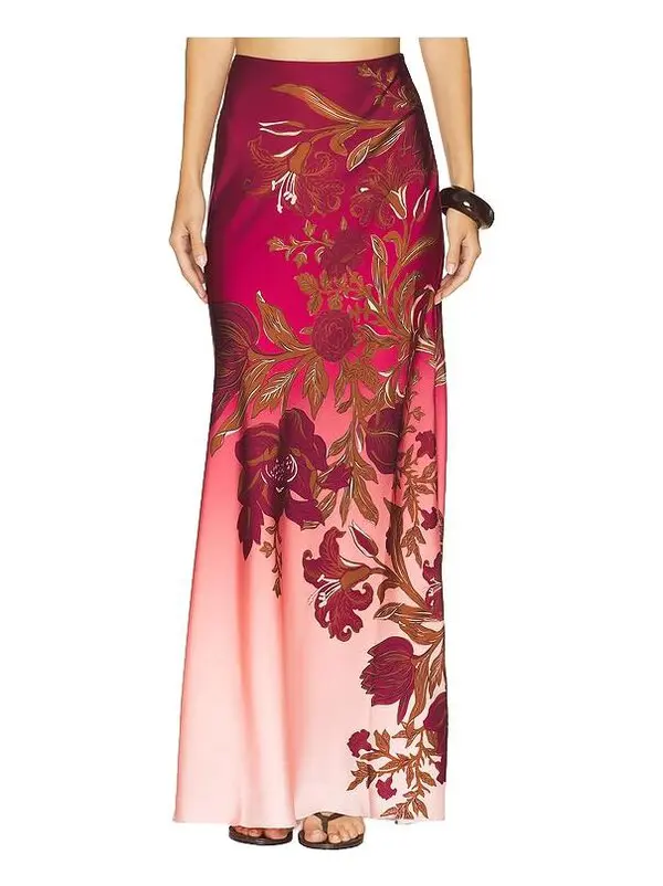 Rococo Sand Printed Maxi Skirt - Burgundy