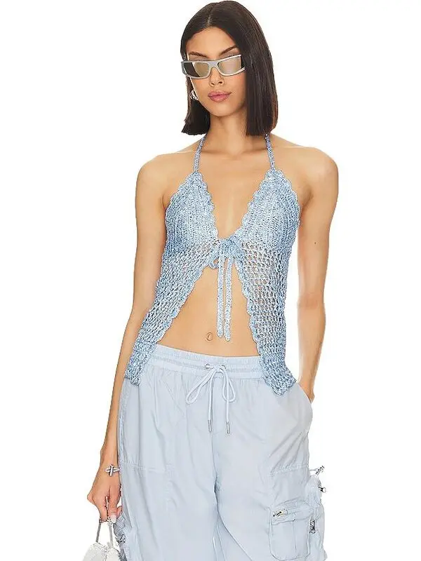 LOVERS AND FRIENDS Arian Halter Tie Top - Blue